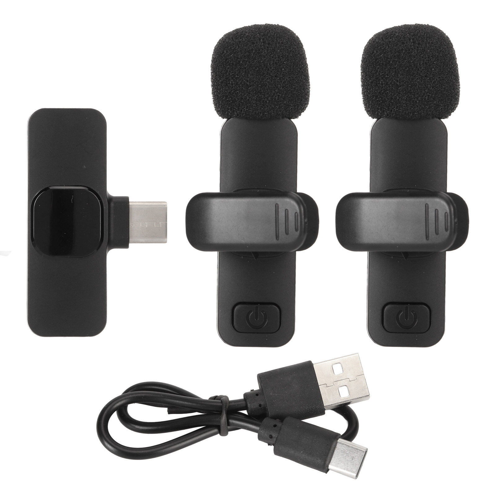 Беспроводной петличный микрофон типа C с шумоподавлением, мини-накладной микрофон 1 из 2 для записи интервью, подкаста и видео