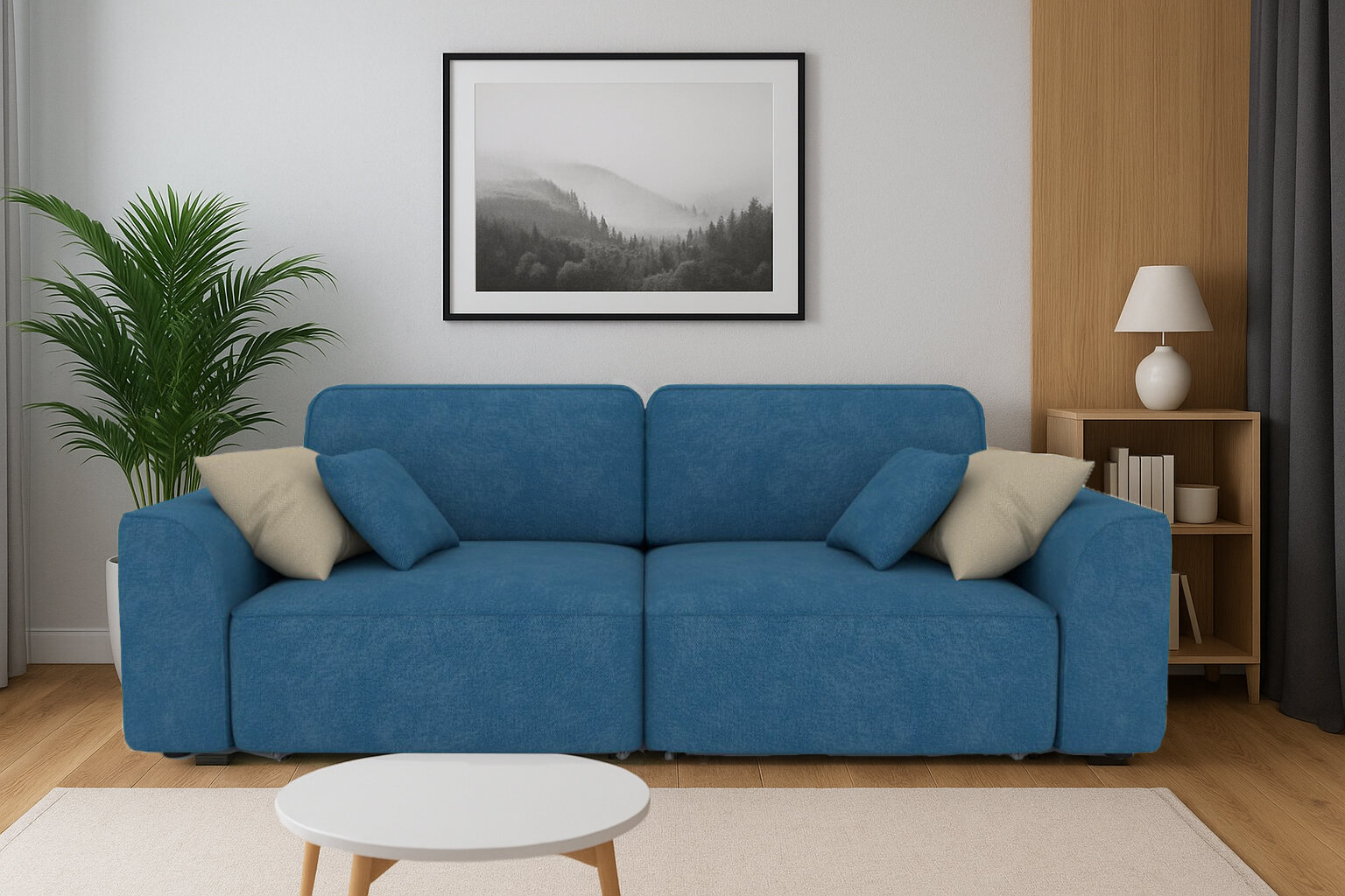 Фабрика мебели Pooh Диван прямой Сиэтл (King) velour Blue НПБ