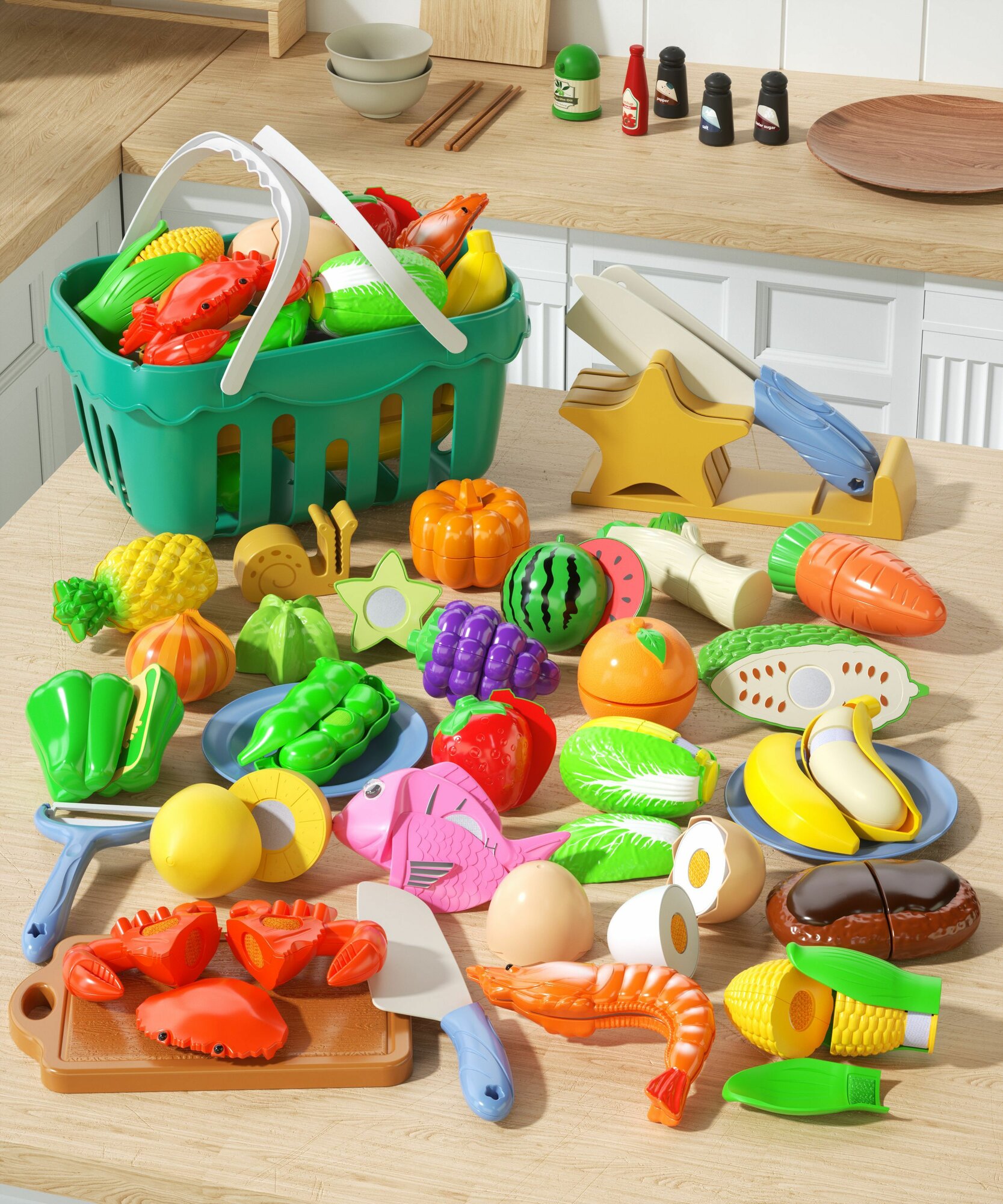 Игрушечные овощи и фрукты 30 предметов