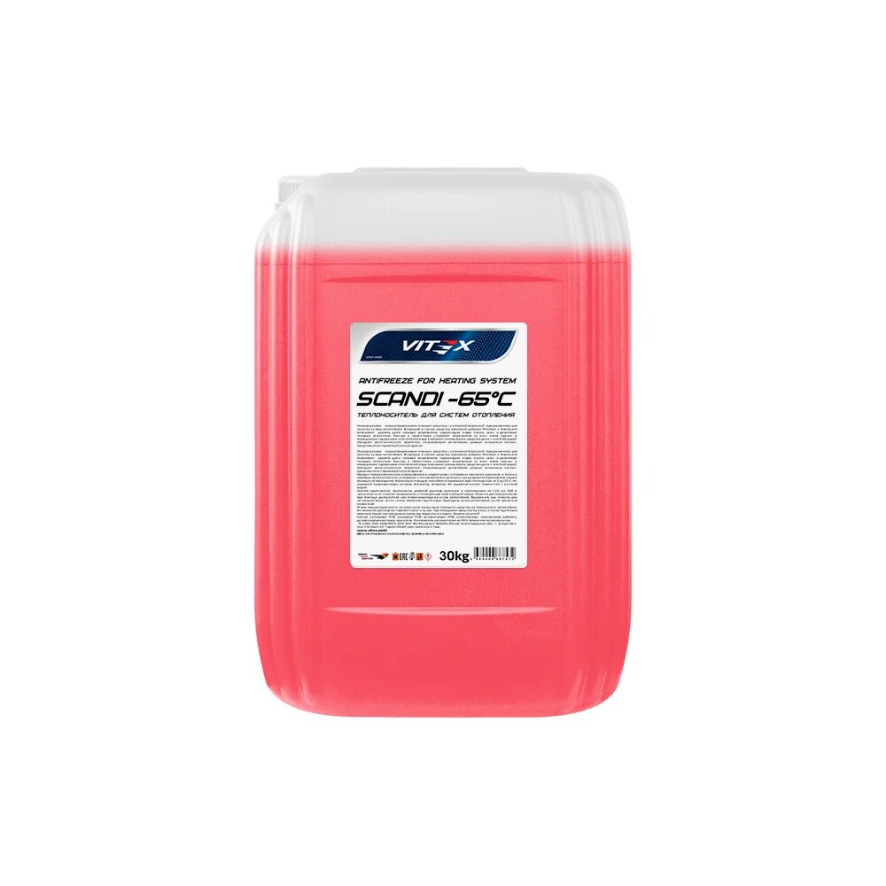 Антифриз для системы отопления VITEX Scandi -65С красный 30 кг v119307, при низких температурах