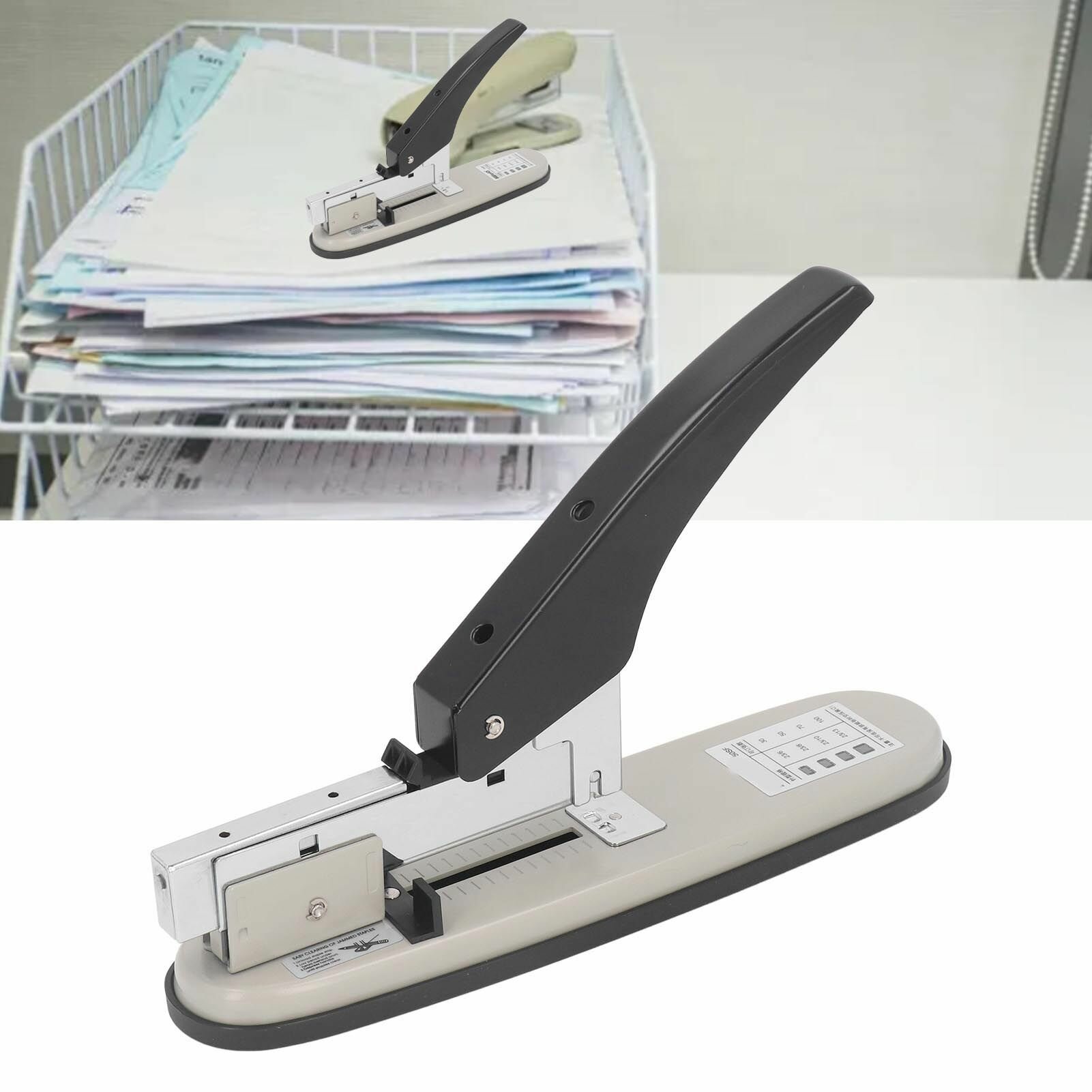 Большой степлер, экономящий усилия Стальной противоскользящий Эргономичный Настольный степлер вместимостью 100 листов