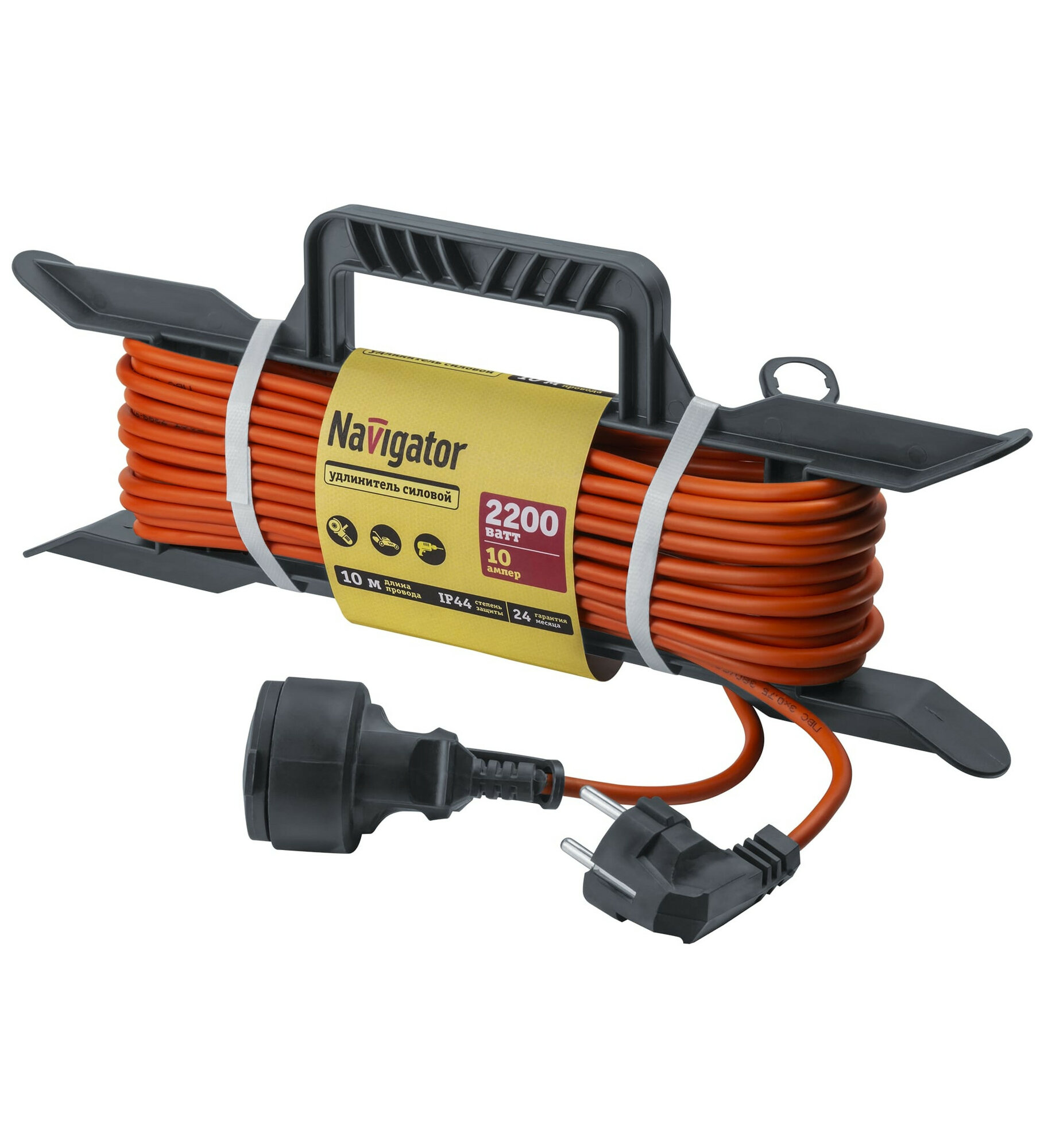 Удлинитель на рамке NAVIGATOR GardenLine, б/з, ПВС, IP44, 2х1мм, 10A, 30м