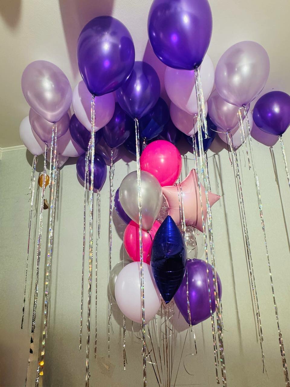 Набор шариков для девушки сиреневые