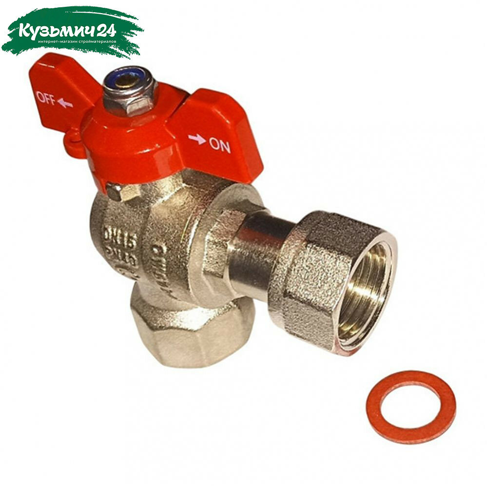 Кран шаровой угловой Gappo G217.04 ВР 1/2" с накидной гайкой, бабочка, латунь