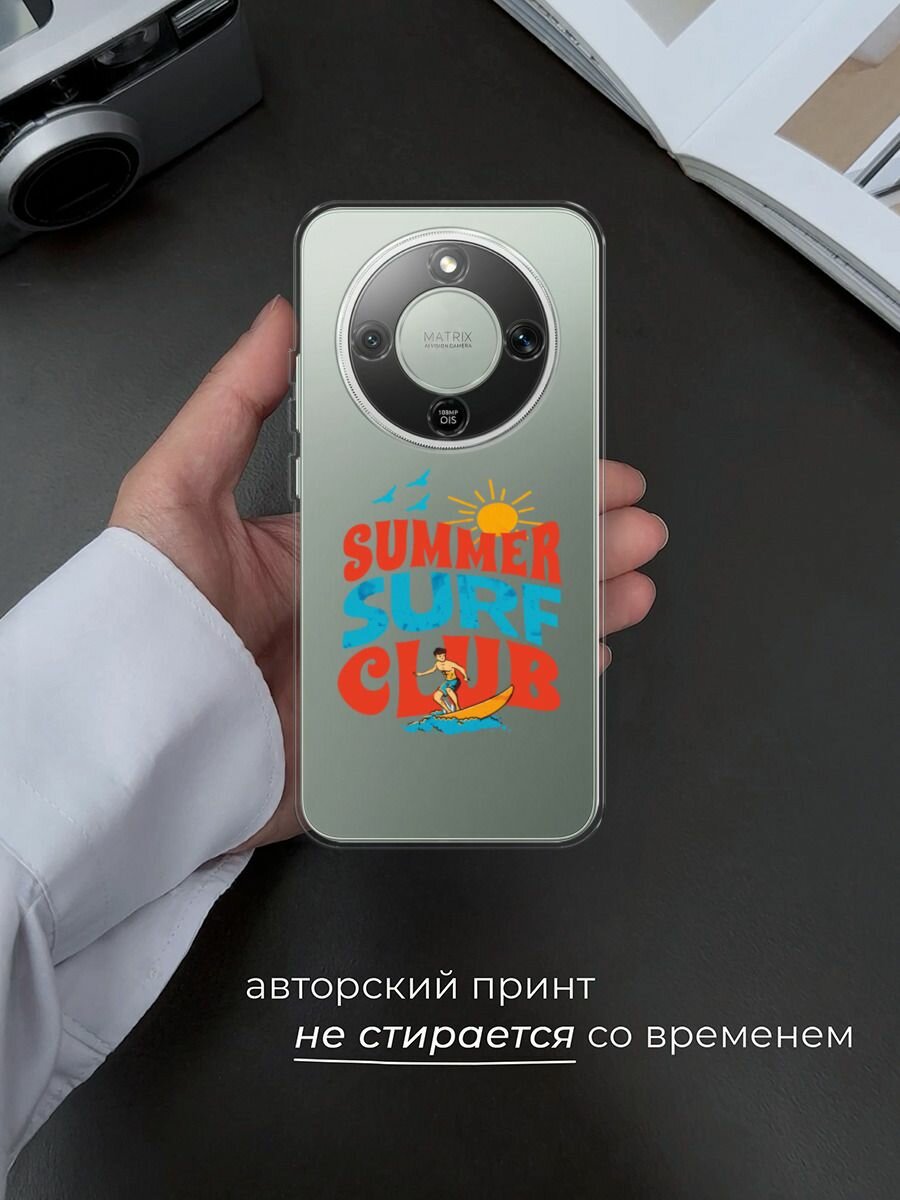 Чехол на Honor X9d / Хонор X9d с принтом Summer surf club, прозрачный — фото 1