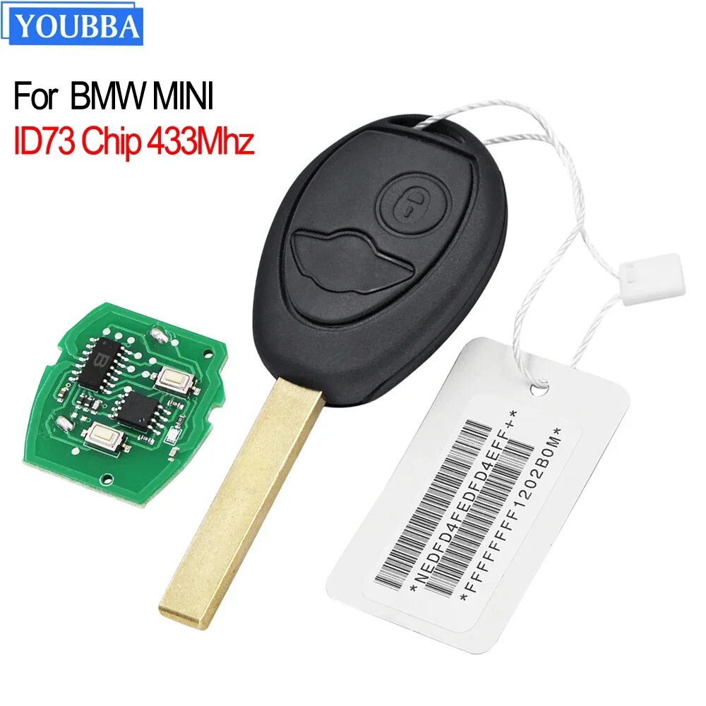 YOUBBA дистанционный смарт-ключ от автомобиля, 2 кнопки, 433 МГц, 315 МГц, ID33 ID73 чип для BMW Mini Cooper S R50 R53 75 MG ZT 2002-2005, брелок управления