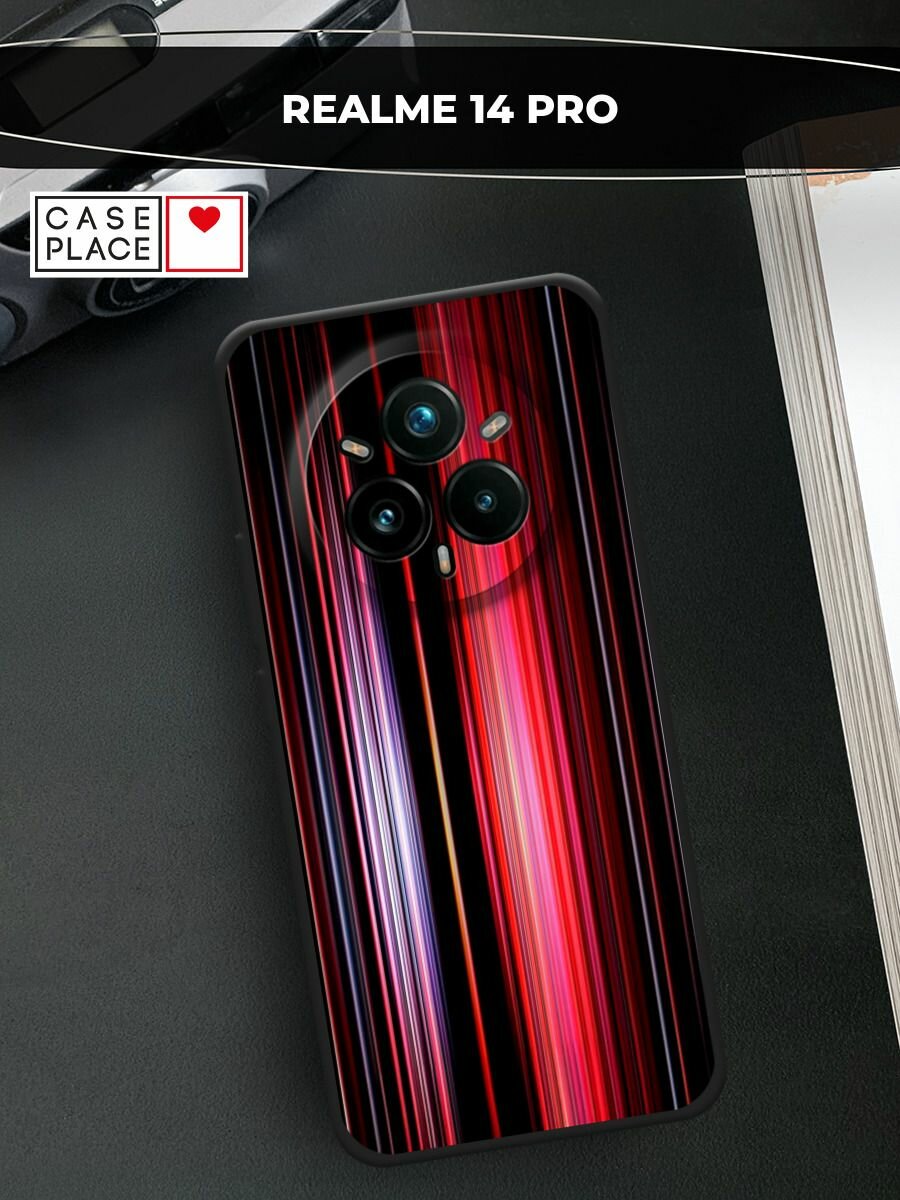 Черный матовый чехол на Realme 14 Pro / Реалми 14 Про с принтом Оттенки красного
