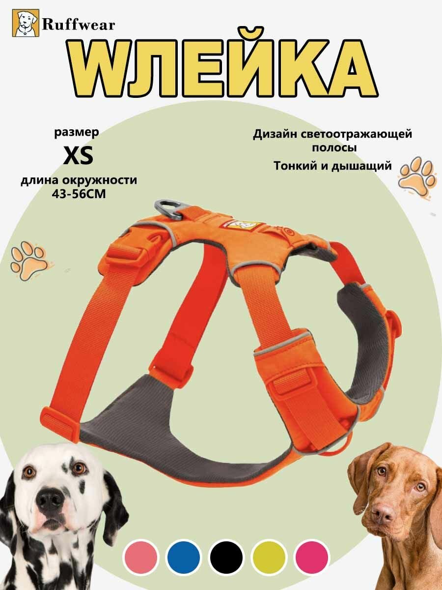 Ruffwear, передняя собачья шлейка, с отражающими элементами и подкладкой, для тренировки и повседневного использования, без натяжения, собака пристегнута ремнем безопасности