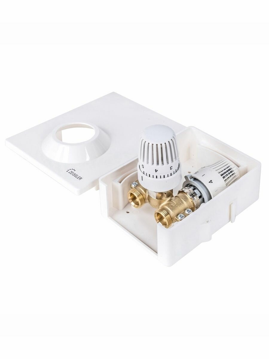 Регулировочный короб UNIBOX с термостатическим клапаном и ограничителем температуры обратного потока, ZEISSLER, TCB-K-RTL 01
