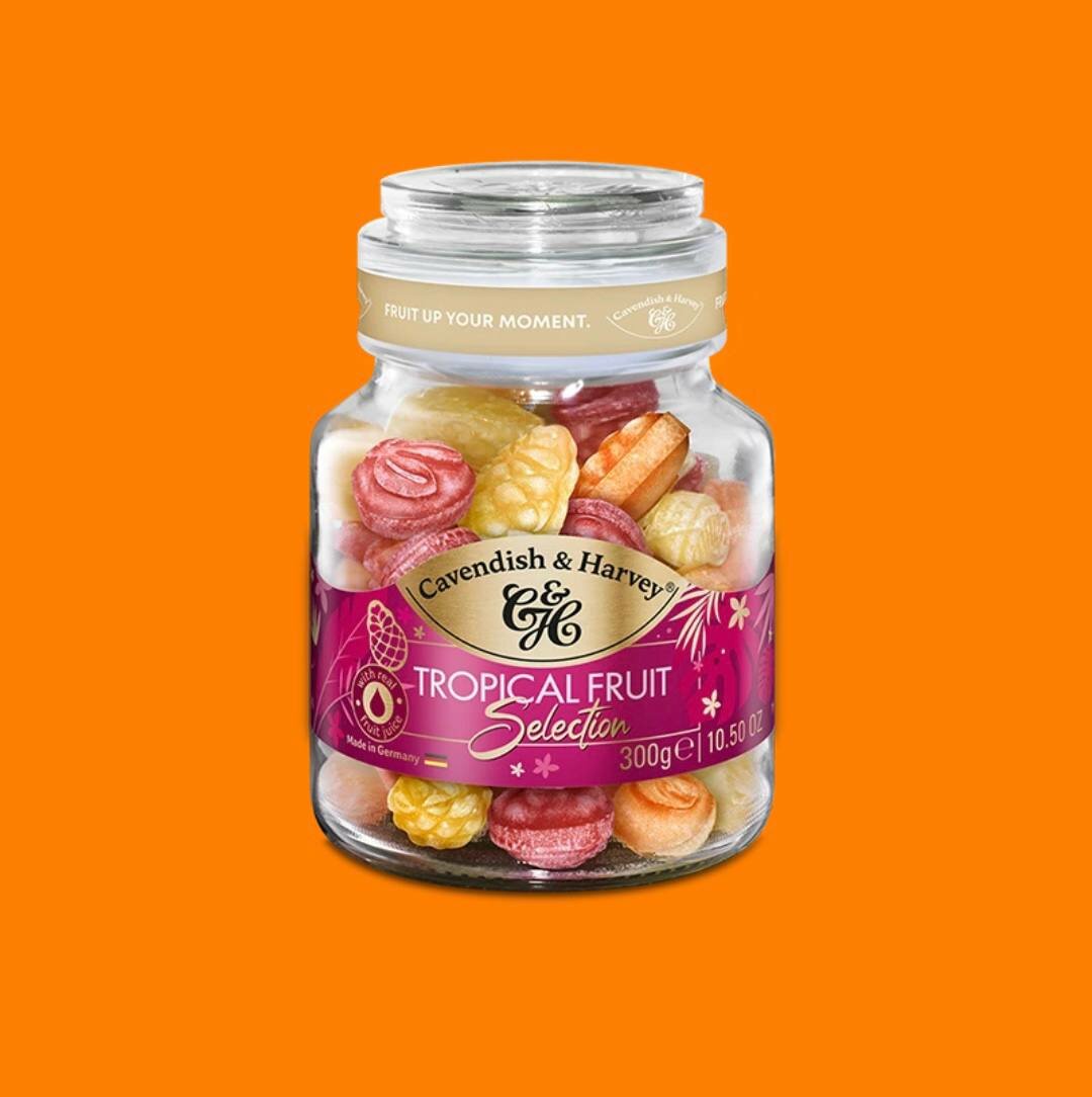 Леденцы Cavendish & Harvey Tropical тропический микс в стеклянной банке, 300 g