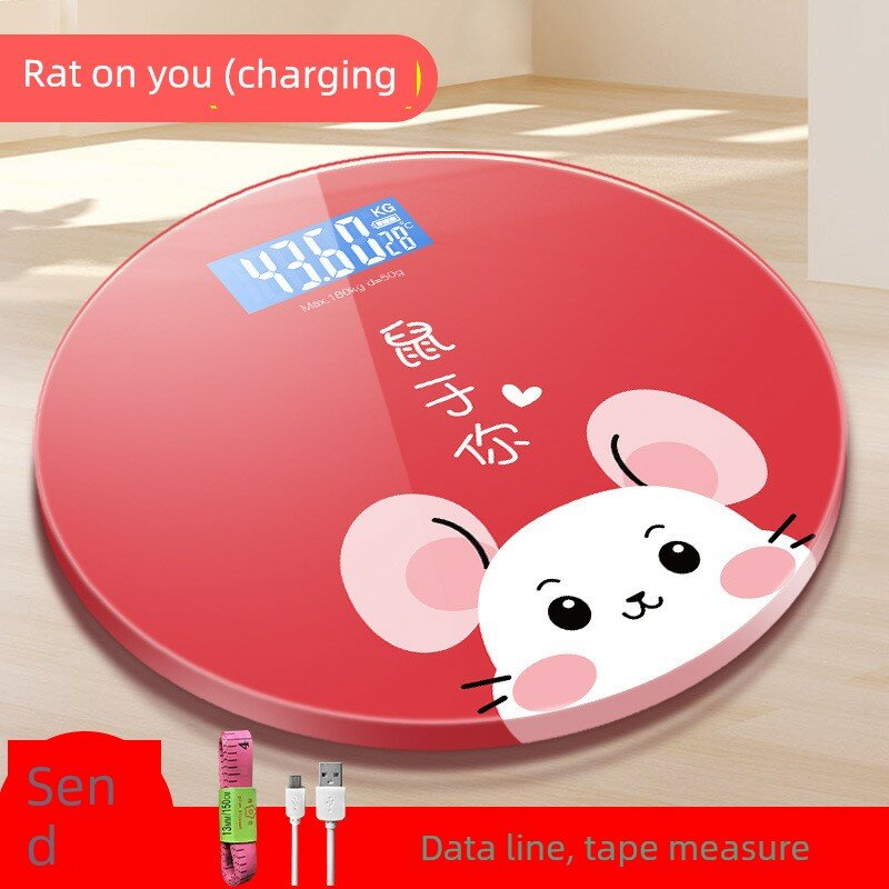 Умная весовая шкала с USB-зарядкой, дизайн Mouse You Round, компактная для домашнего контроля здоровья
