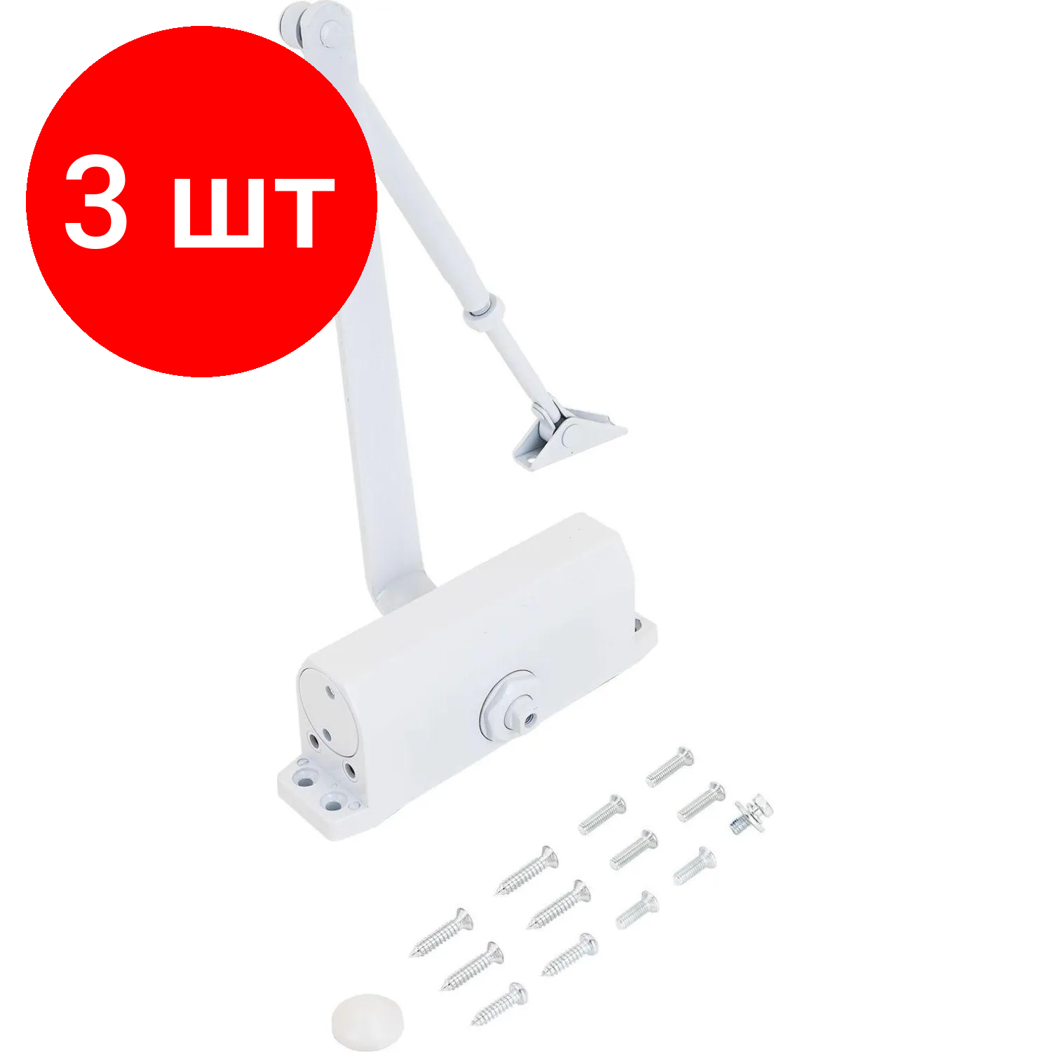Комплект 3 штук, Доводчик дверной NOTEDO DC-100 легкий характер WHITE  до 120кг (10)