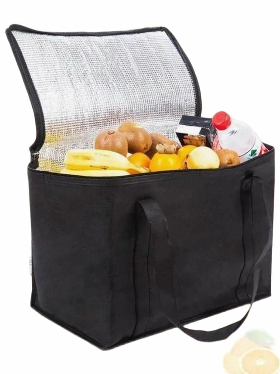 Термосумка большая 35 л. Сумка холодильник черная для еды и напитков для доставки еды