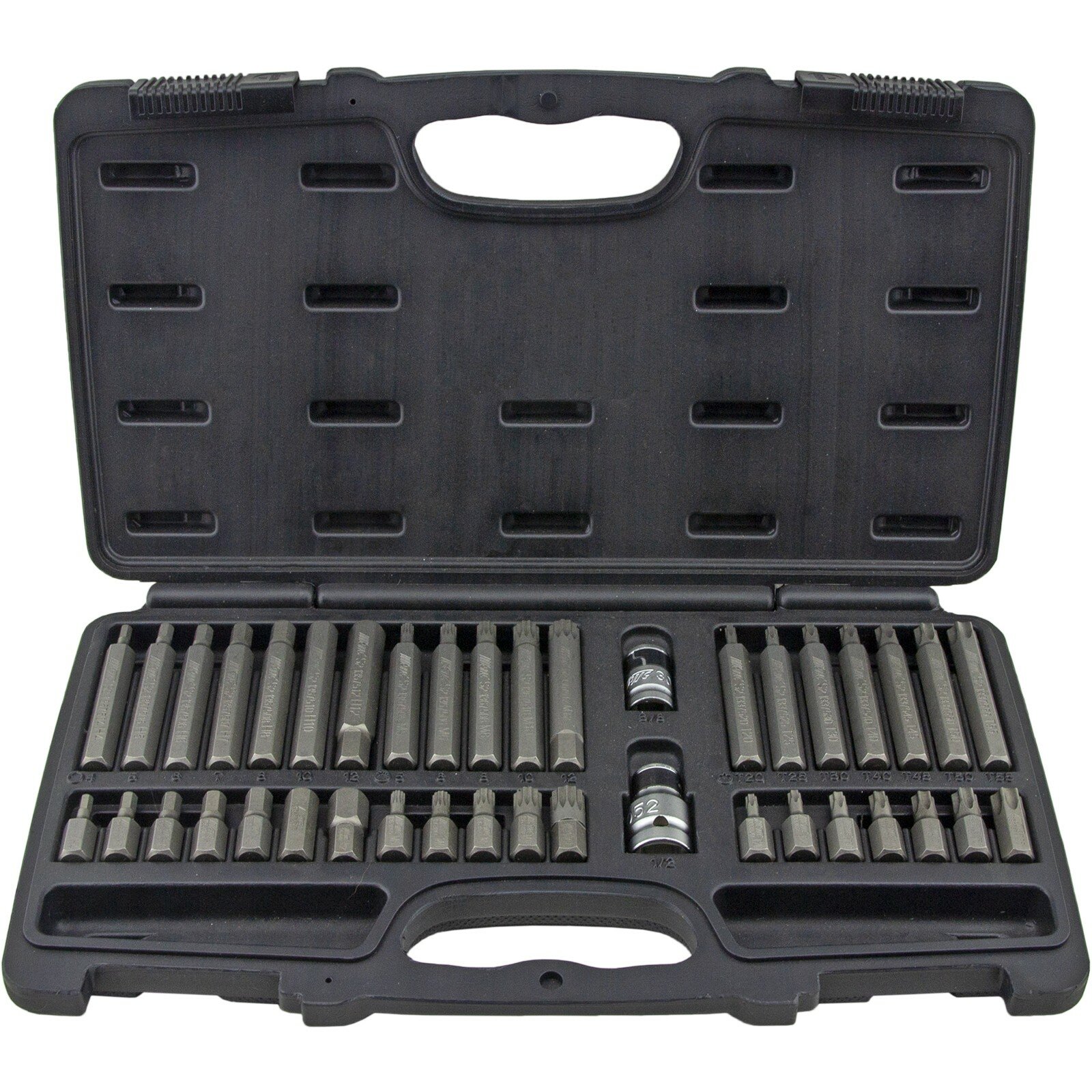 JTC-3965 Набор бит TORX, HEX, SPLINE с адаптерами 3/8" & 1/2" (в кейсе) 40пр.