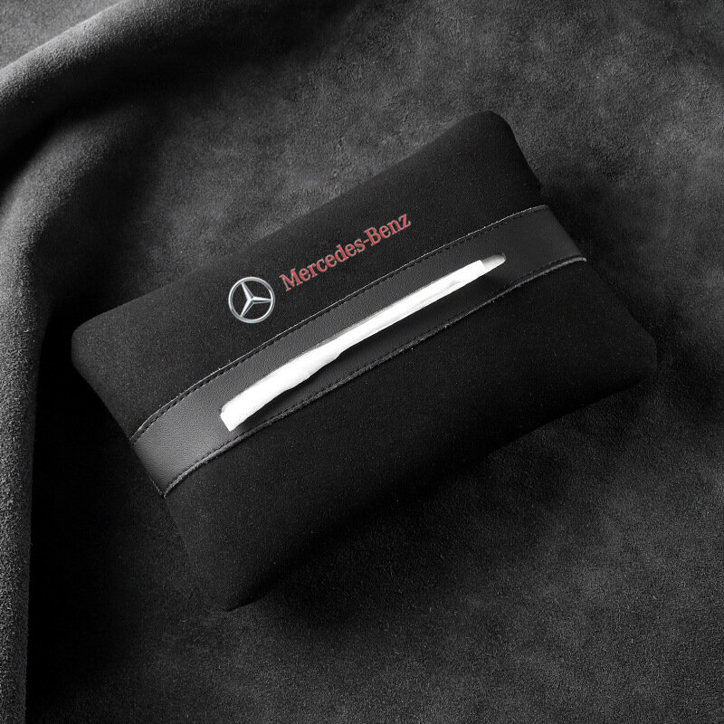 Автомобильный замшевый держатель для хранения салфеток с логотипом автомобиля Mercedes-Benz