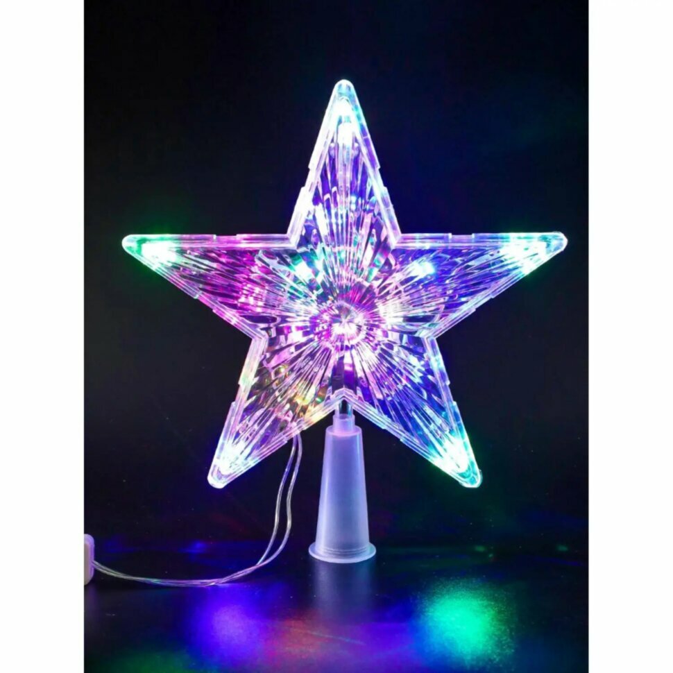 Верхушка Белая звезда, 19х19см, 15 LED, 1 режим, мульти НВУ-0002, 2118636