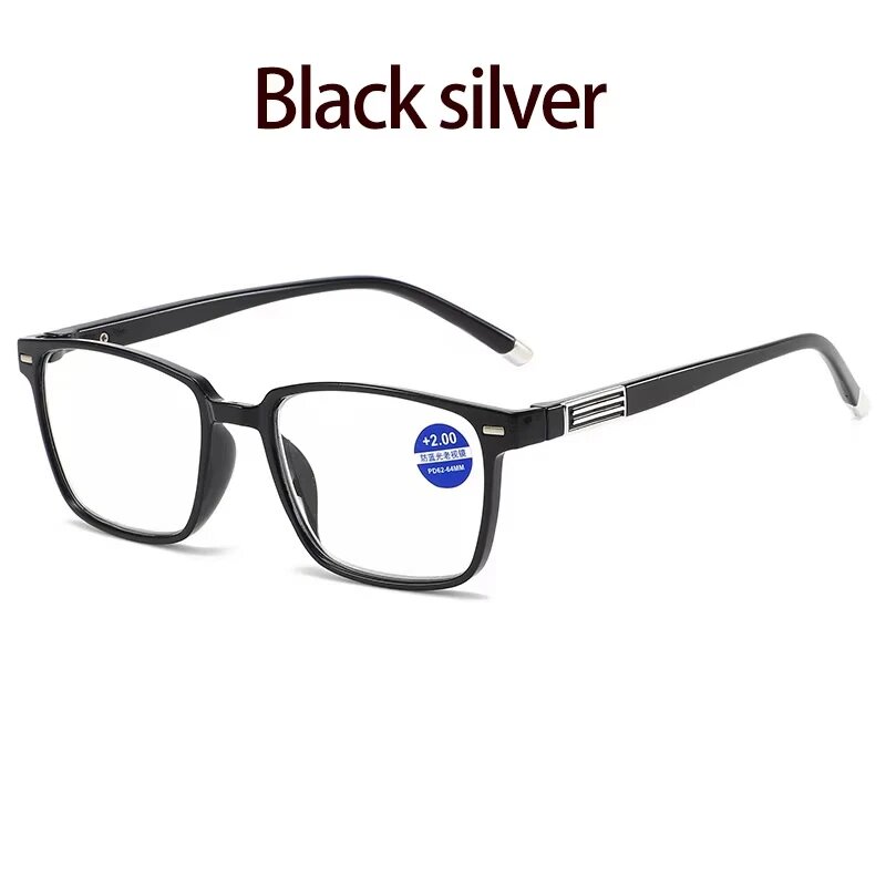 Ретро очки для чтения RPXBGUCKARHG +1.0+1.5+2.0+2.5+3.0+3.5+4.0 Black silver, +200