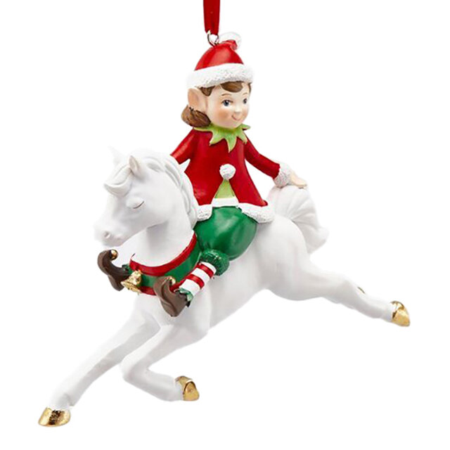 Елочная игрушка Эльф Бенни на лошадке 11 см, подвеска, EDG, 685852-74-2