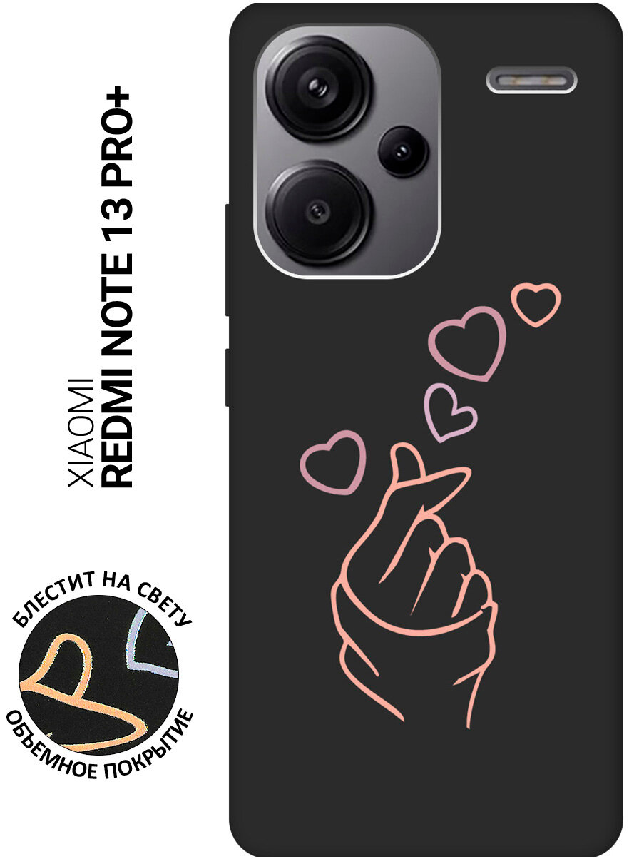 Силиконовый чехол на Xiaomi Redmi Note 13 Pro + / Сяоми Редми Ноут 13 Про + с рисунком "K-Heart" Soft Touch черный