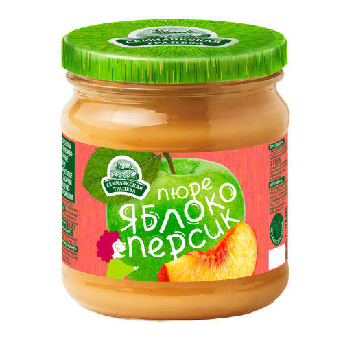 Семилукская трапеза Пюре фруктовое Яблочно-персиковое, 260 гр