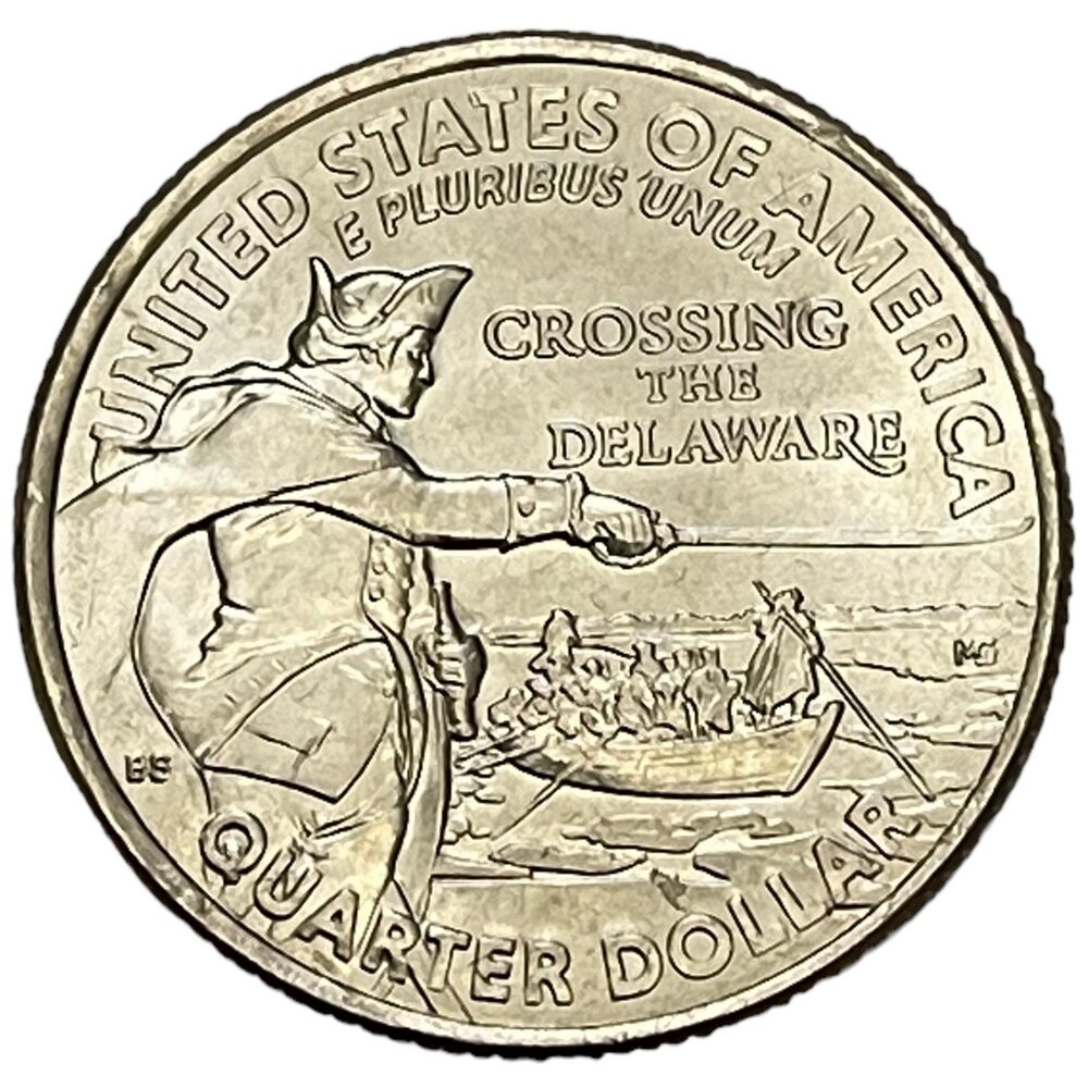 США 25 центов (1/4 доллара) 2021 г. (Джордж Вашингтон - Переправа через реку Делавэр) (P) (Из ролла)