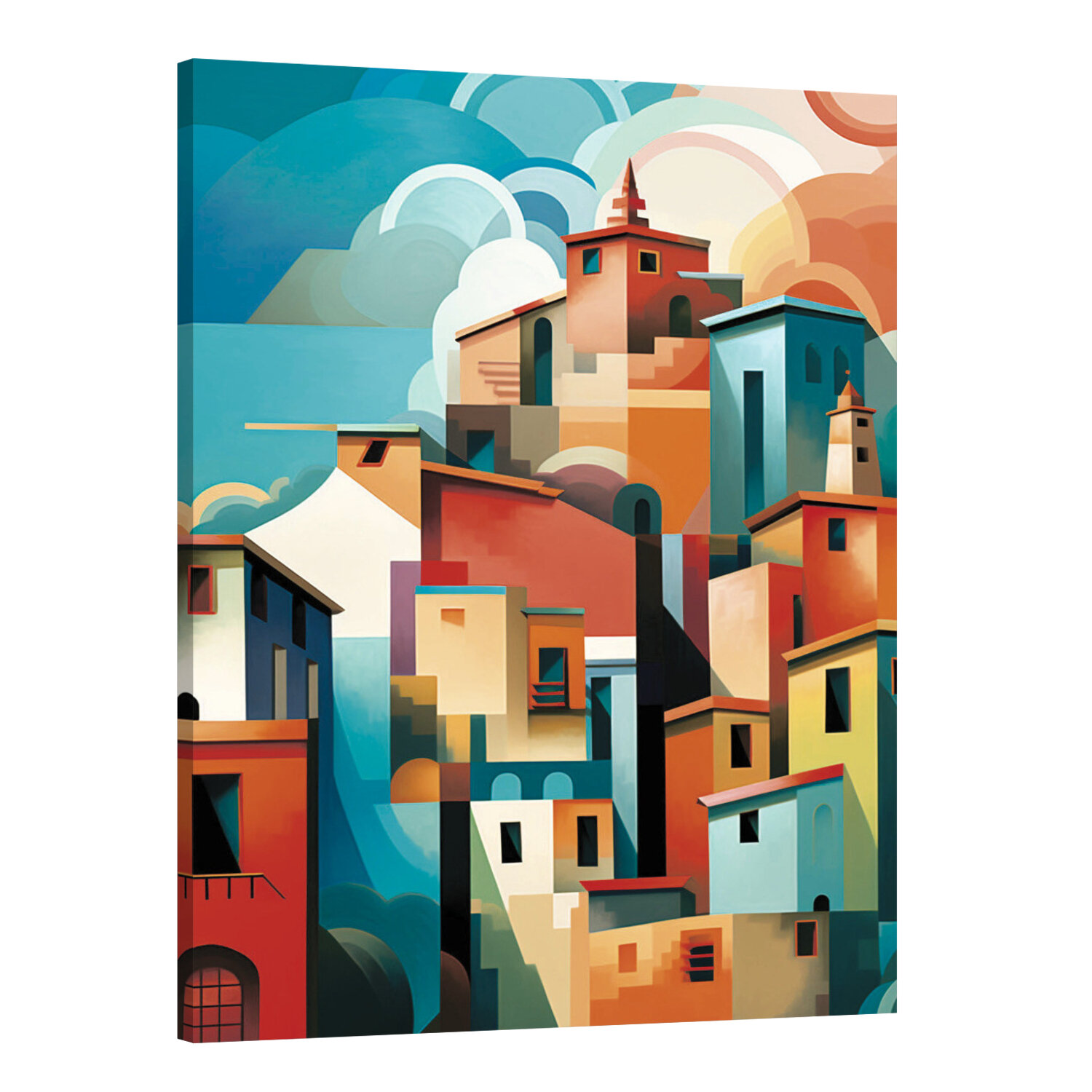 Интерьерная картина 50х70 "Деревня в стиле абстракционизма"