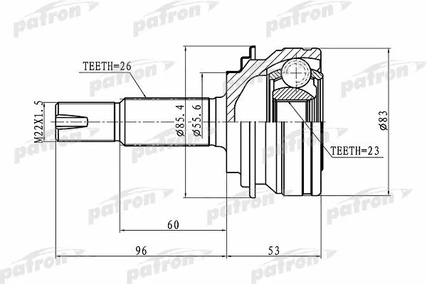 PATRON PCV1219 ШРУС наружный 26x55x23 TOYOTA YARIS KSP90/NLP90/NSP90/SCP90/NCP90/ZSP90 05-