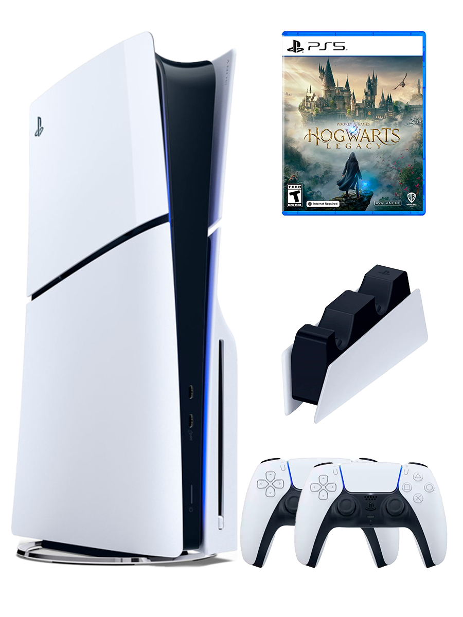 PS5 (ПС5) Игровая приставка Sony PlayStation 5 Slim disc + 2-й геймпад + зарядное + игра Hogwarts