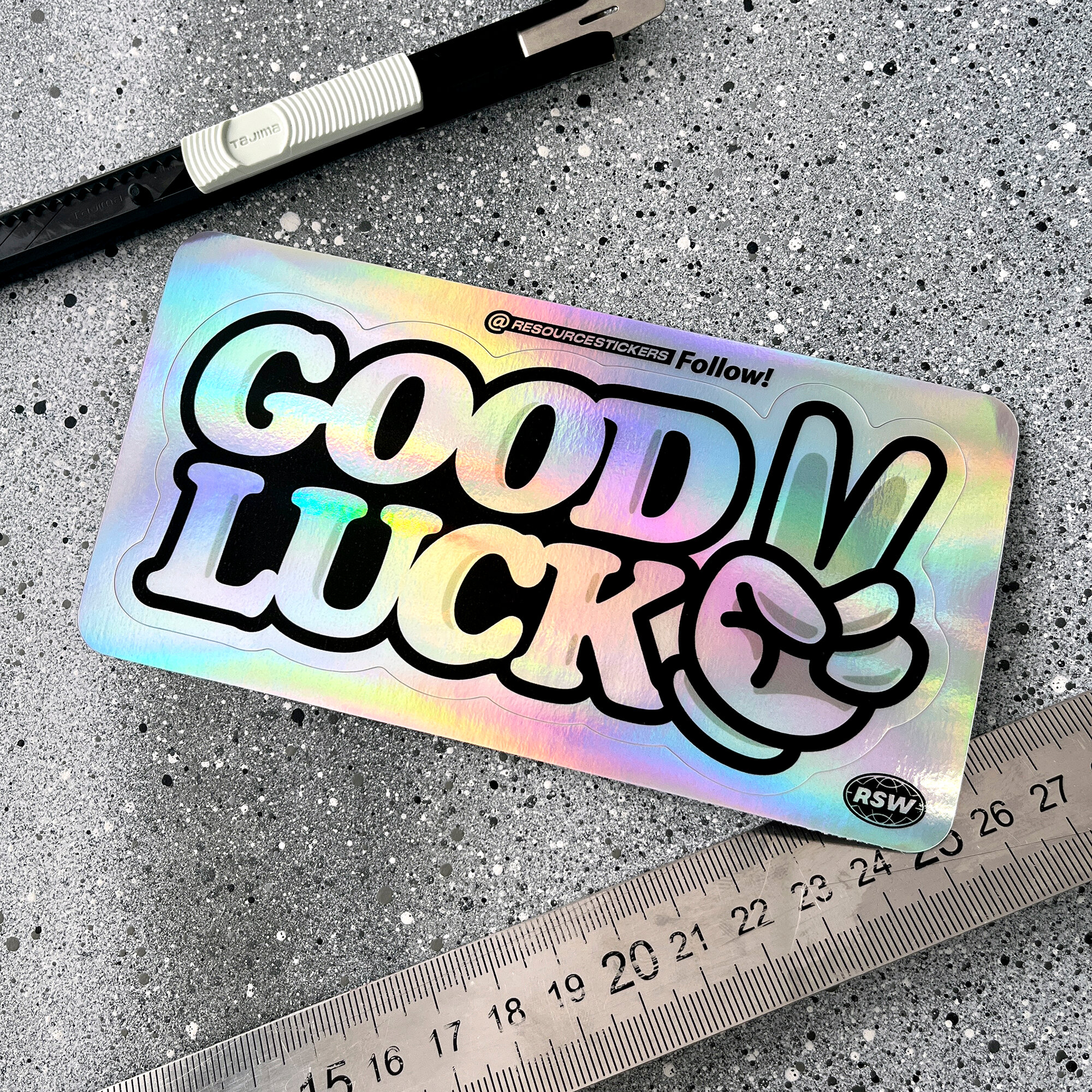 Наклейка голографическая надпись Good Luck 13.5x6.5
