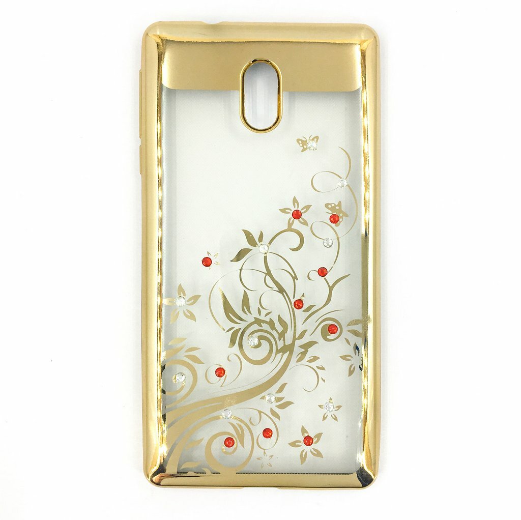 Силиконовый чехол для Nokia 3 (золото+стразы)