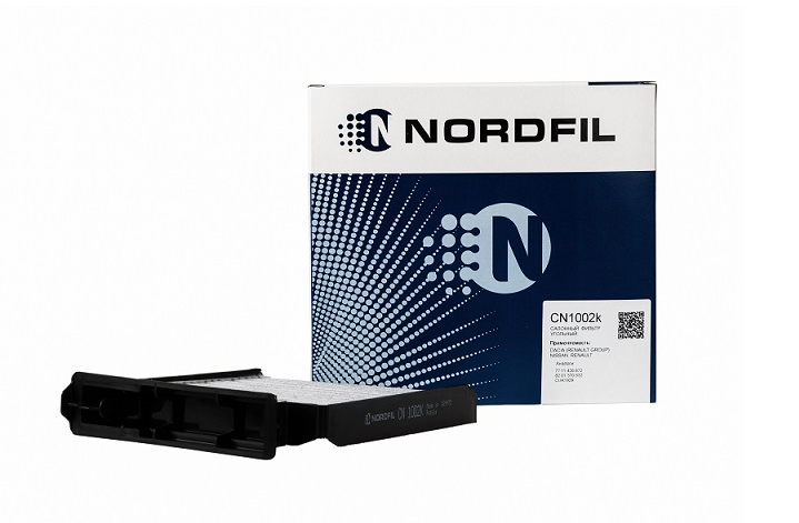 Фильтр салона угольный (пластиковый корпус) LADA Largus / RENAULT Clio III Duster I Logan I Logan NORDFIL арт. cn1002k