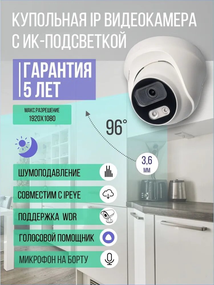 Купольная IP видеокамера IPTRONIC IPT-IPL1081DM(3,6)PA