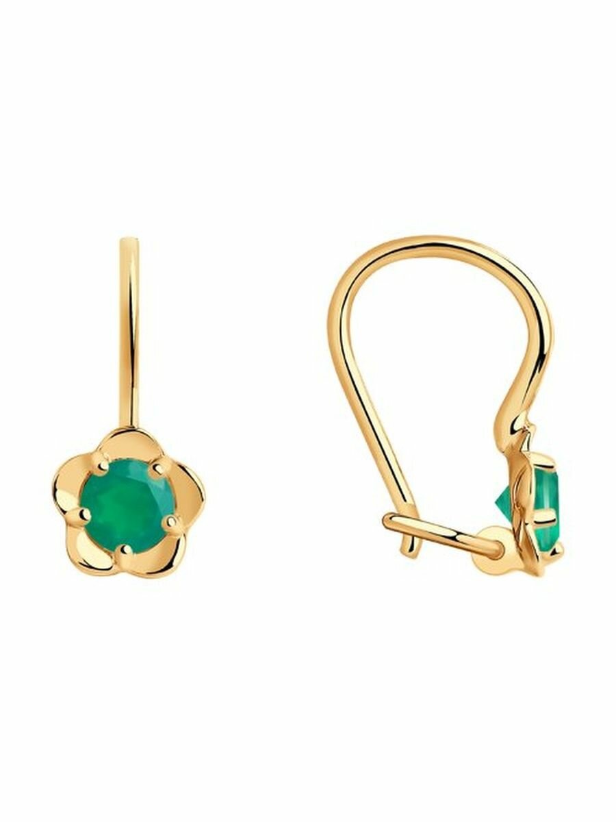 Серьги, красное золото, 375 проба, агат