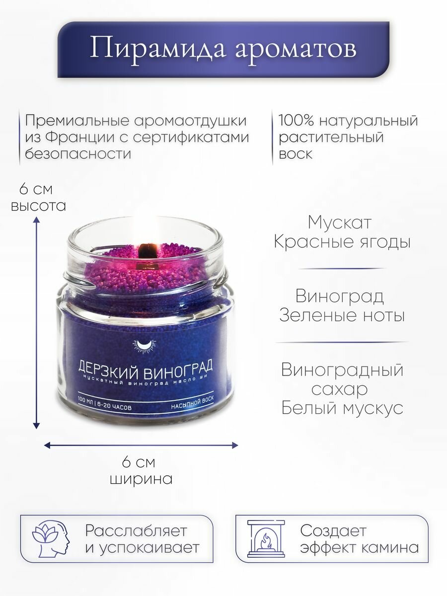 Свеча ароматическая с деревянным фитилем в банке 100мл/20ч