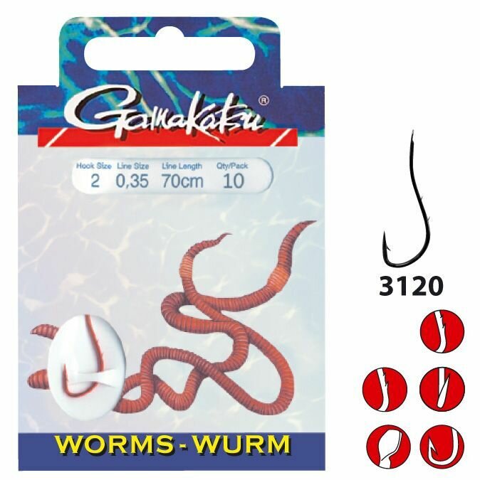Крючок Gamakatsu Hook BKS-3120R Worm 70cm №02 d0.35