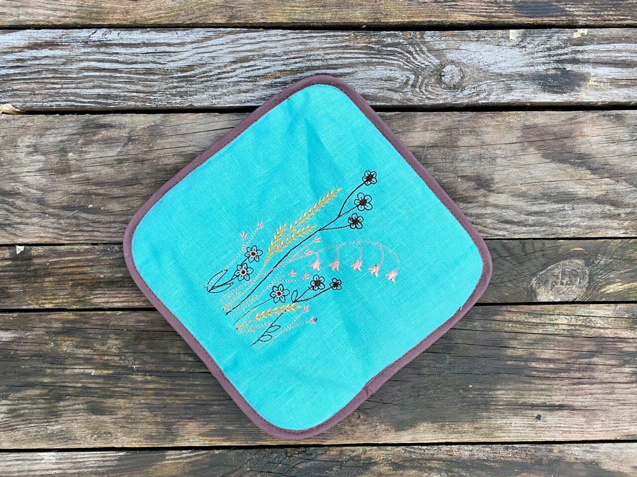 Прихватка Студия Ателье "Наталья Федотова", 100% лен, мятная, 20x20 см