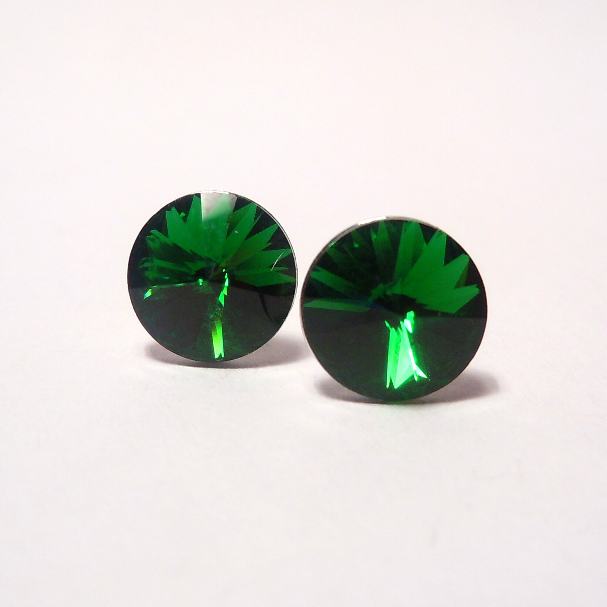 Серьги двусторонние, пусеты, кристаллы Swarovski