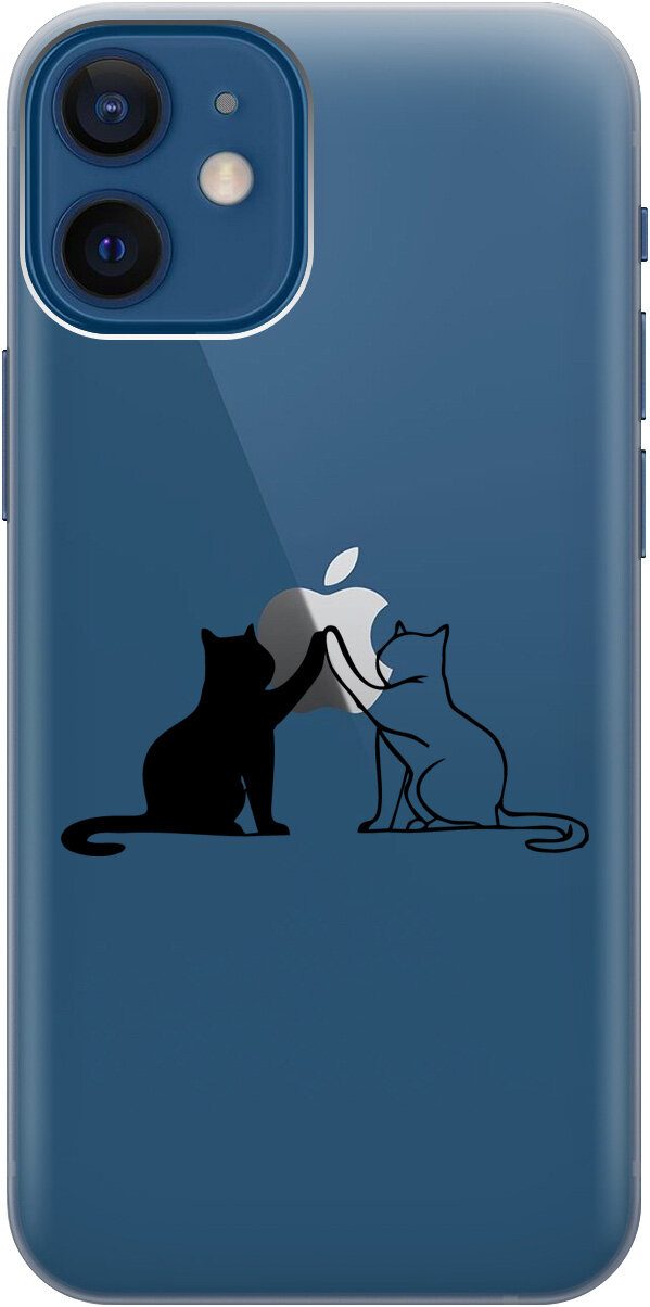 Силиконовый чехол на Apple iPhone 12 Mini / Эпл Айфон 12 мини с рисунком "Cats"