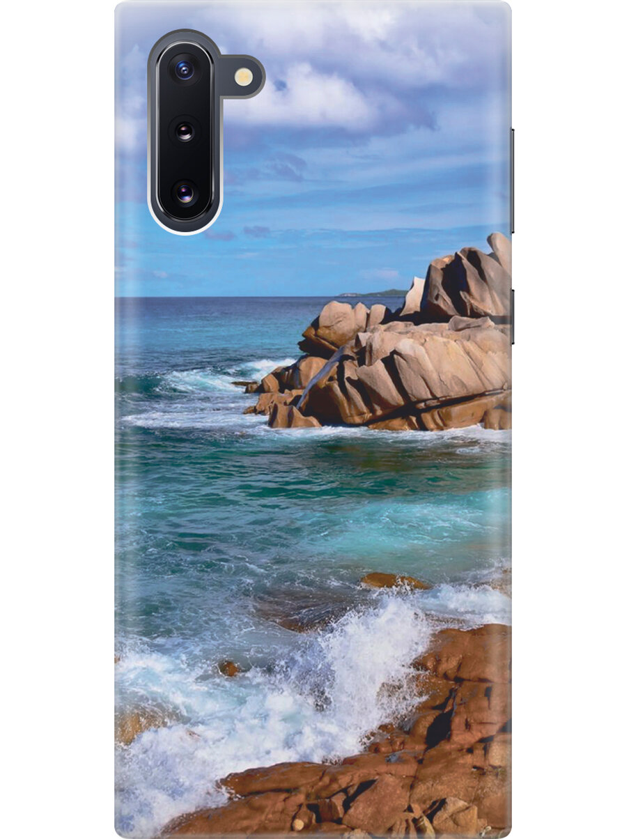 Силиконовый чехол на Samsung Galaxy Note 10, Самсунг Ноут 10 с принтом "Скалистый берег"