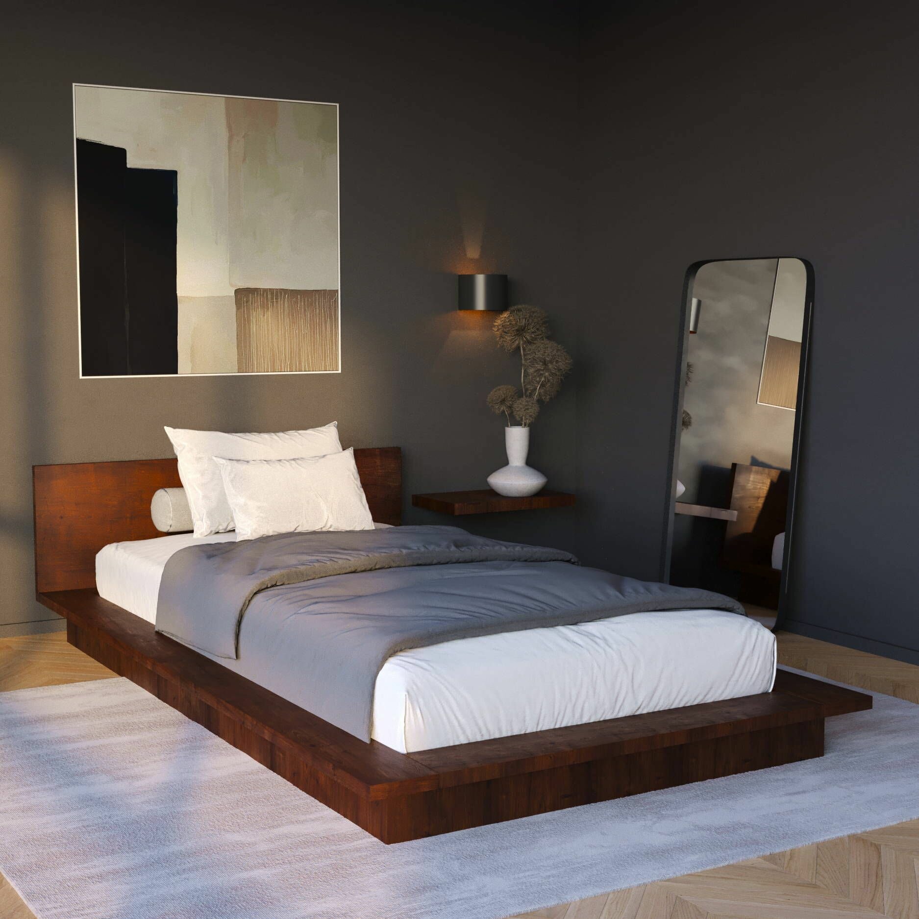 Кровать двуспальная массив 120x190 Азуми цвет Венге