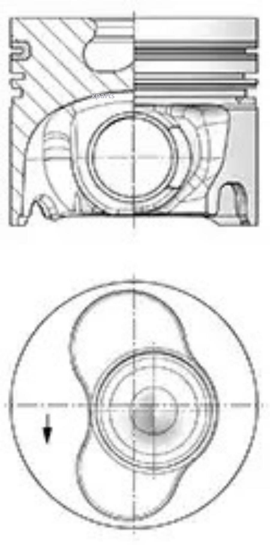 Поршень ДВС VW T5 2.5TDI 03- (1-2cyl) KOLBENSCHMIDT арт. 41093600