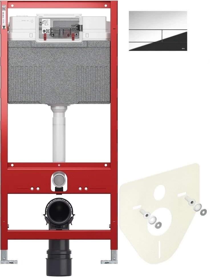Инсталляция для унитаза Tece TECEsquare II 9300302 + 9200010 + 9380014 + 9240831 с кнопкой смыва, хром
