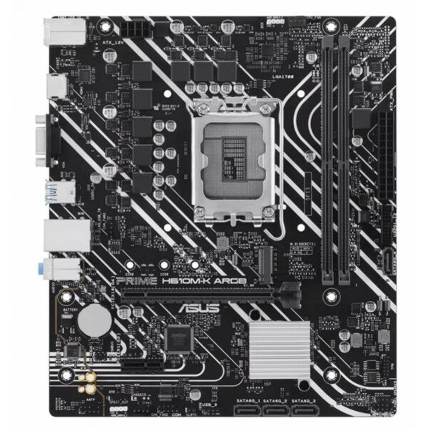 Материнская плата ASUS PRIME H610M-K ARGB, LGA1700, Intel H610, 2xDDR5, 4xSATA, 1xM.2, 1xPCIe 4.0 x16, 1xPCIe 3.0 x1, 1xVGA, 1xHDMI, 1x1Gb LAN, 2xUSB-