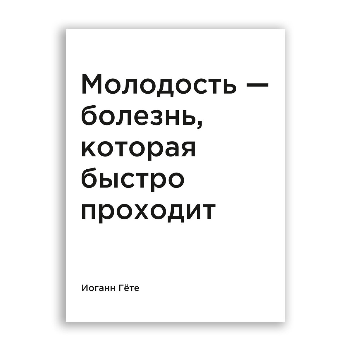 Постер, плакат на бумаге / Иоганн Гёте: Молодость - болезнь, которая быстро / Размер 40 x 53 см