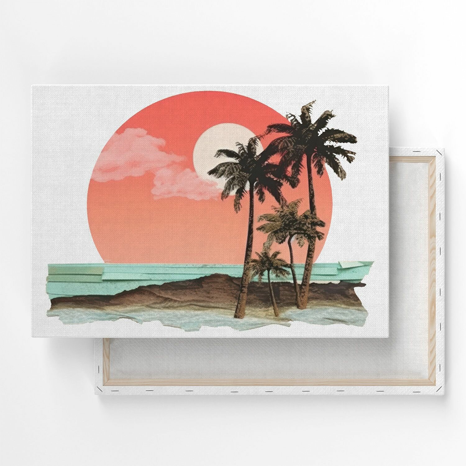 Картина на холсте, репродукция / Сюрреализм - Море, пальмы, солнце / Размер 40 x 53 см