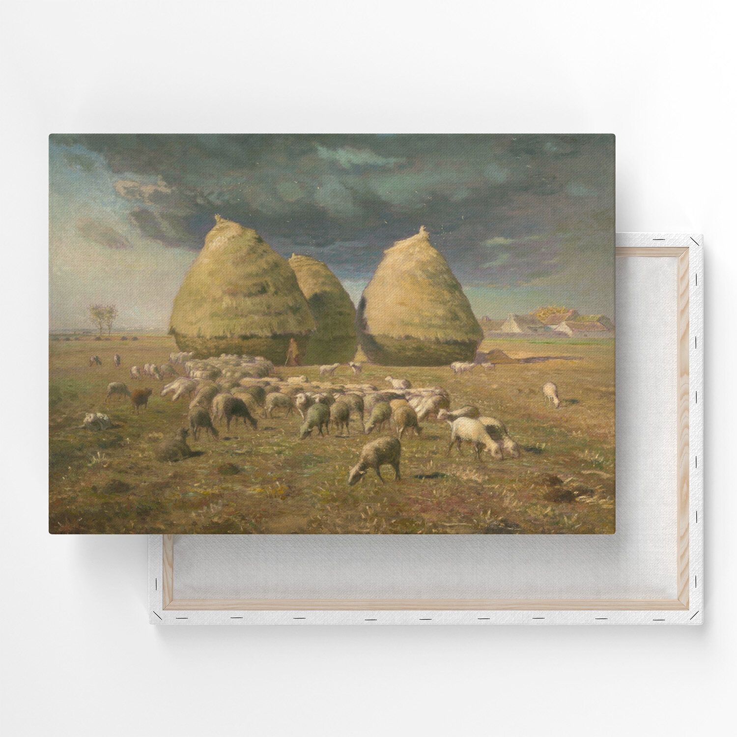 Картина на холсте, репродукция / Жан-Франсуа Милле - Haystacks Autumn / Размер 80 x 106 см