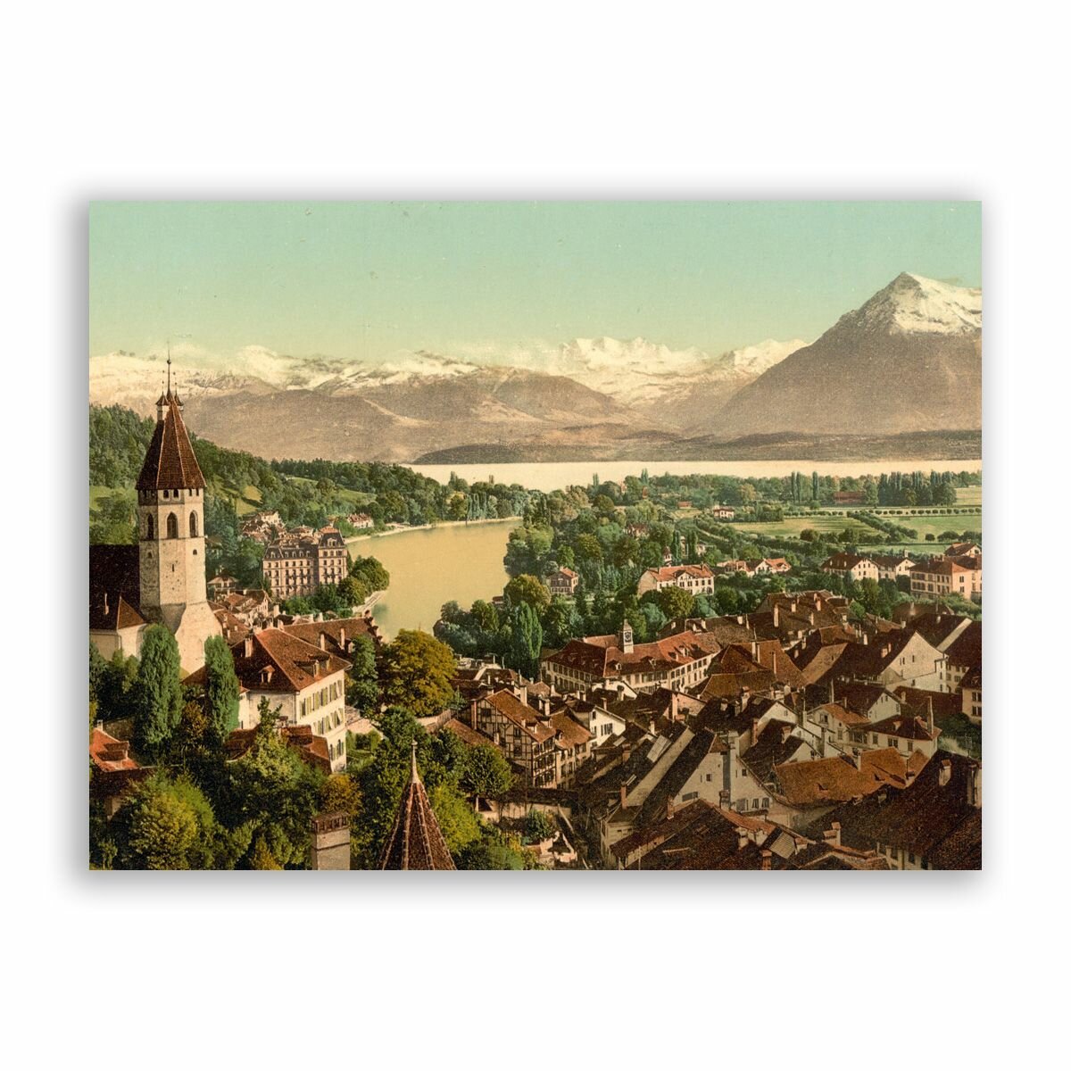 Постер, плакат на бумаге / Thun, general view, Bernese Oberland, Switzerland / Размер 30 x 40 см