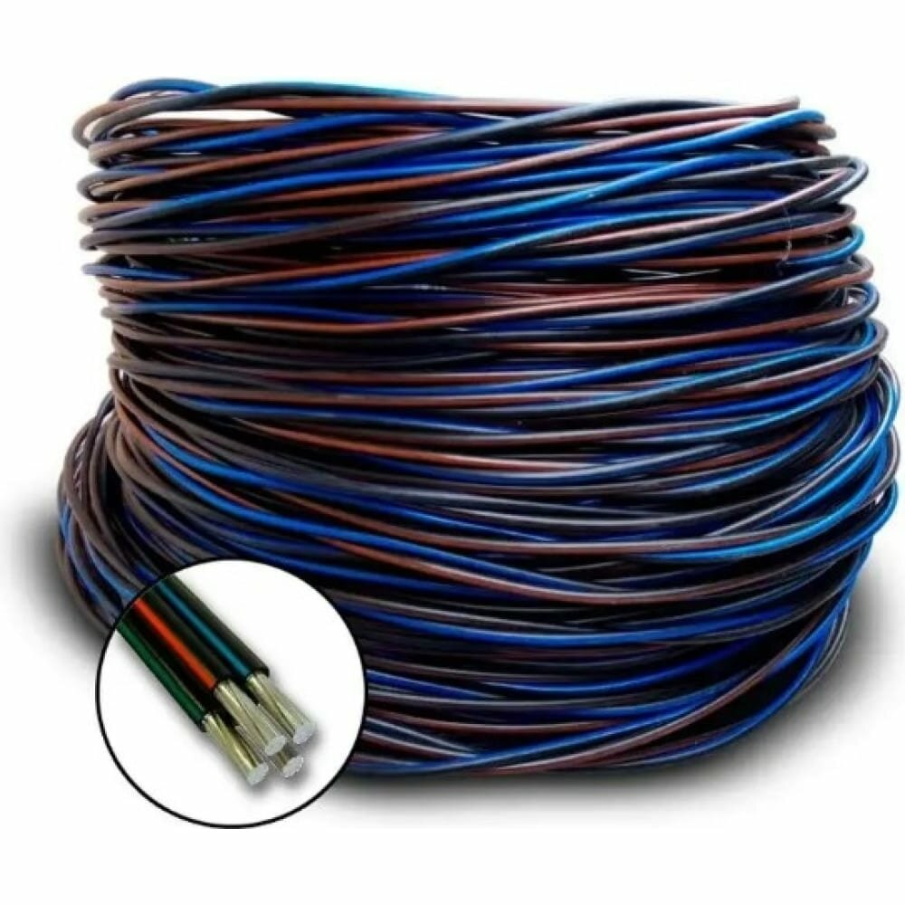 Самонесущий изолированный провод 50 метров, 4 жилы, сечением для высокой проводимости и устойчивости к нагрузкам, ГОСТ, алюминий, полиэтиленовая изоляция, черный цвет, 1000 В