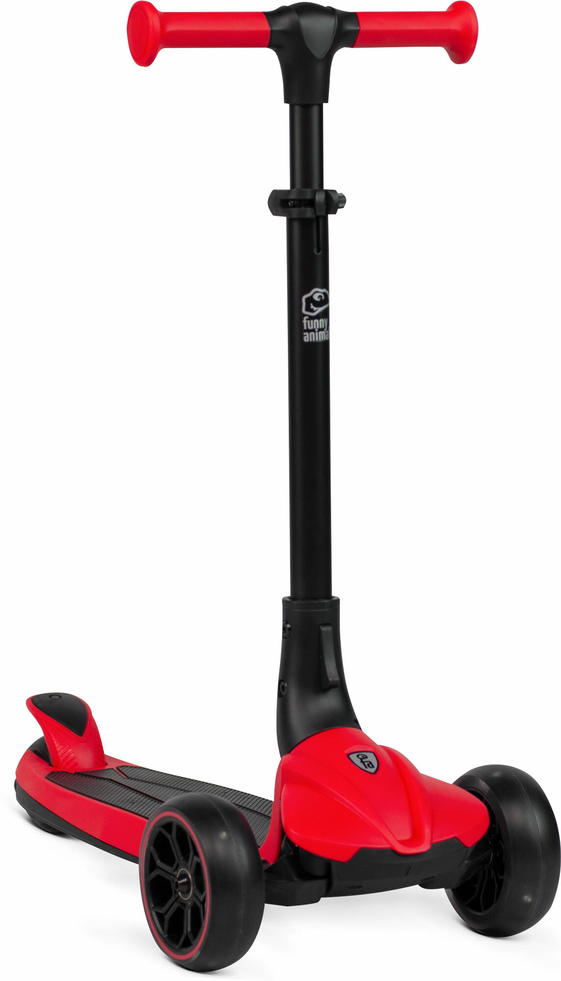 Самокат трехколесный Funny Animals Race 2024 городской для детей от 4 до 6 лет, красный цвет, рост 90-100