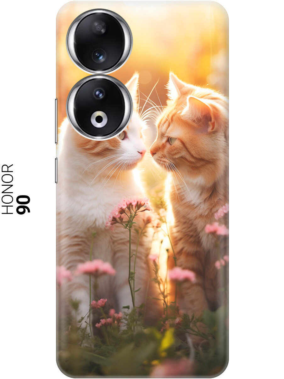 Силиконовый чехол на Honor 90 / Хонор 90 с рисунком "Влюбленные котики"